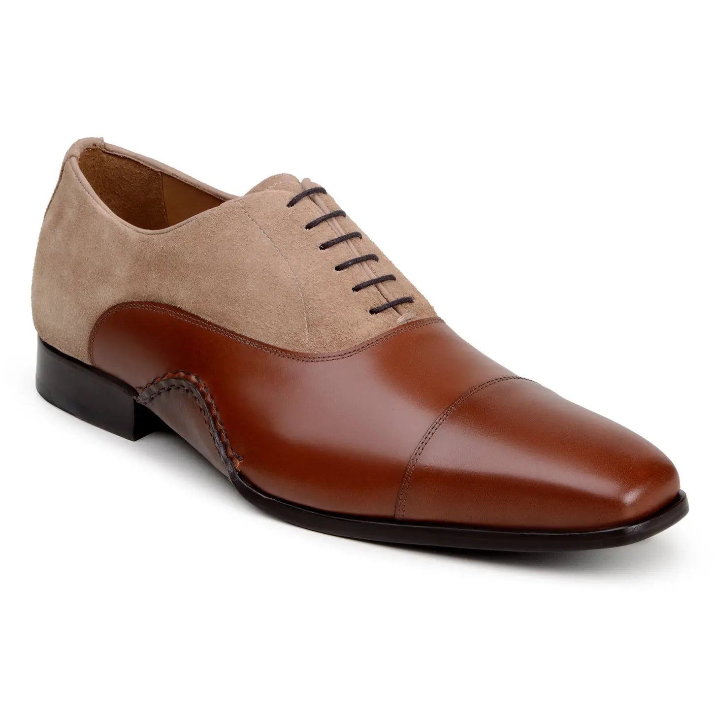 Belvedere Leontes Antique Cognac/Oat Genuine Leather Suede/Calf Oxfords ...